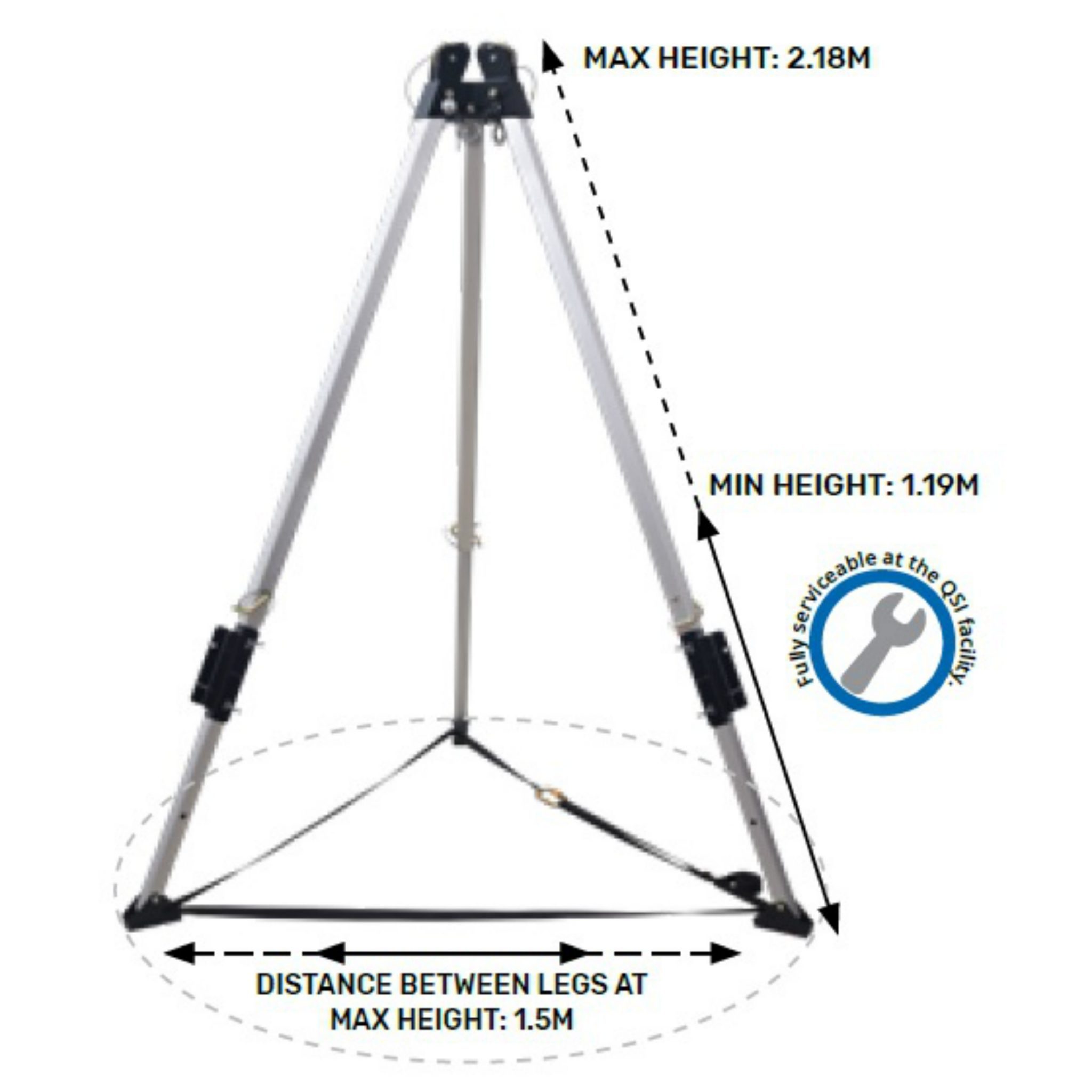 QSI Tripod with double pulley head - 7ft - Handling Equipment Canterbury