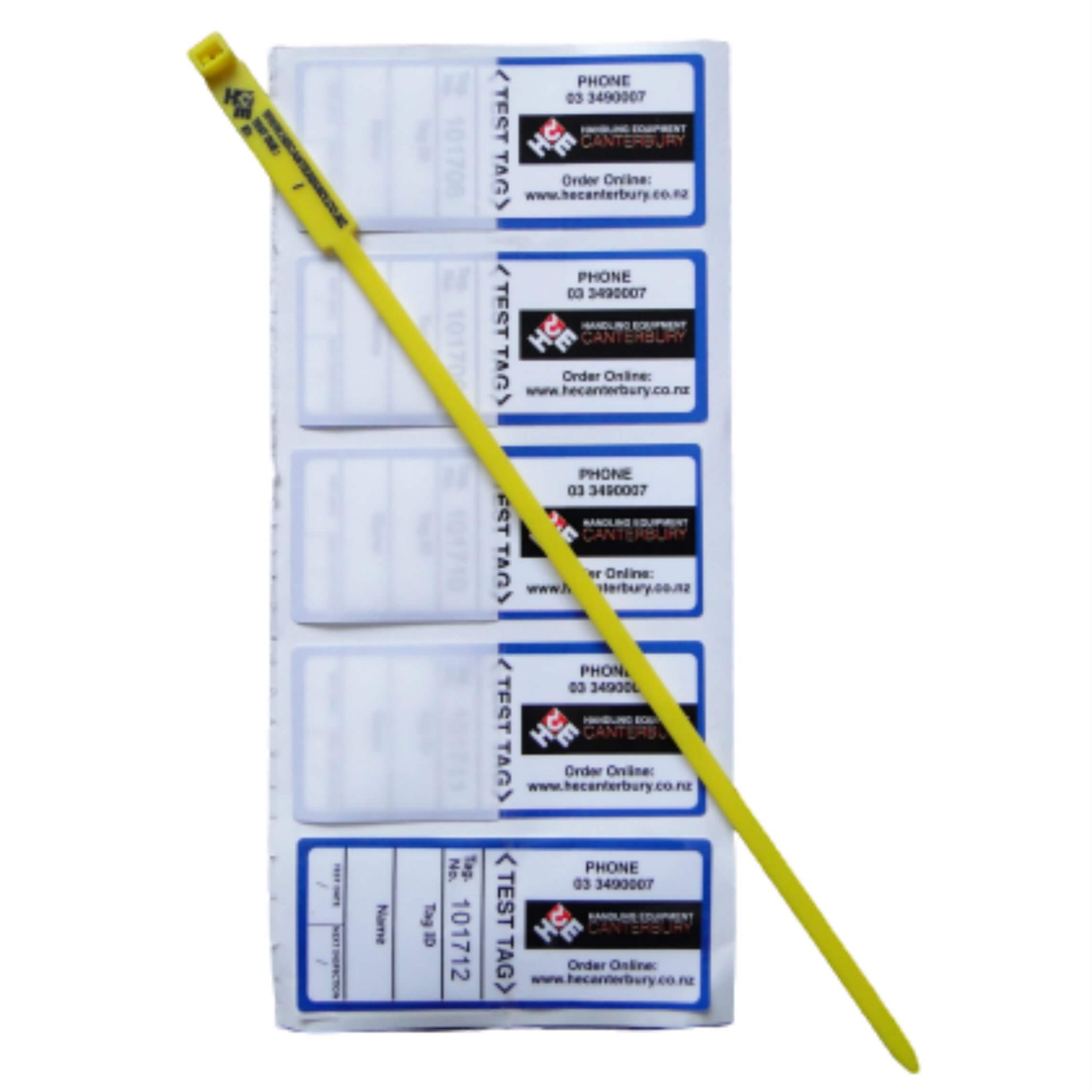 Compliance Tag - Adhesive & Cable - Handling Equipment Canterbury